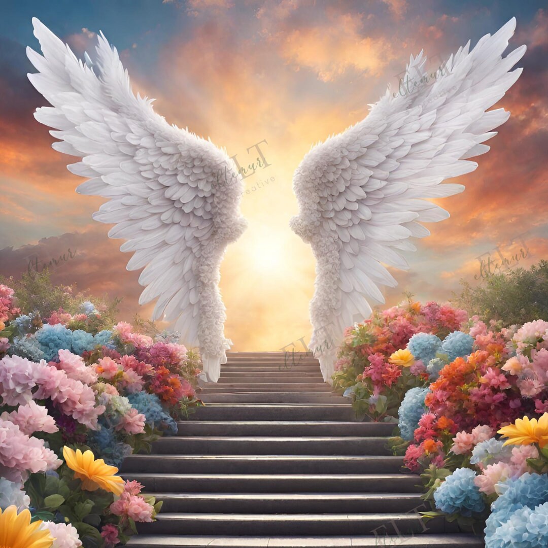 Coloring Stairs to Heaven Background, in Loving Memory PNG, Memorial ...