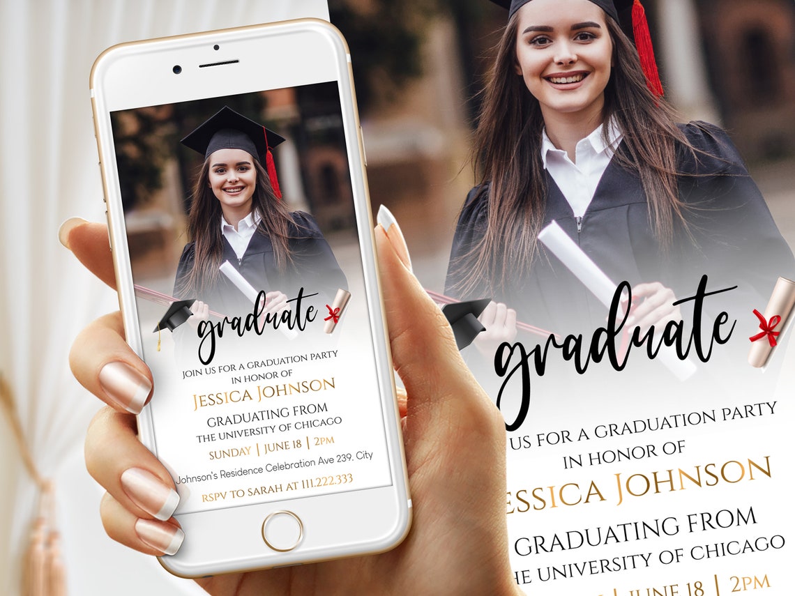 Electronic Photo Invitation Graduation Party Editable Template - Etsy