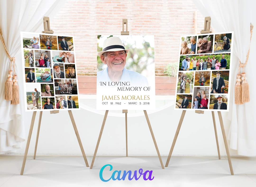 Set Funeral Collage Poster With Large Photo, Funeral Collage Template ...