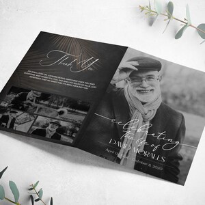Funeral Program Template, Black and White Funeral Memorial Program ...