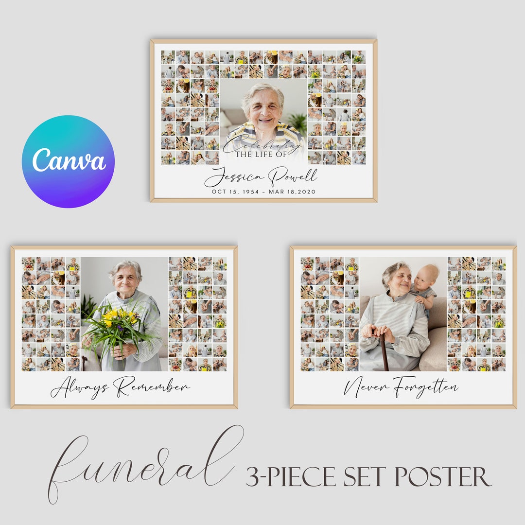 SET Funeral Photo Collage Template, Funeral Welcome Sign Poster ...