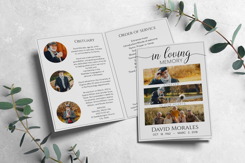 Funeral Memorial Program Template Collage Funeral - Etsy