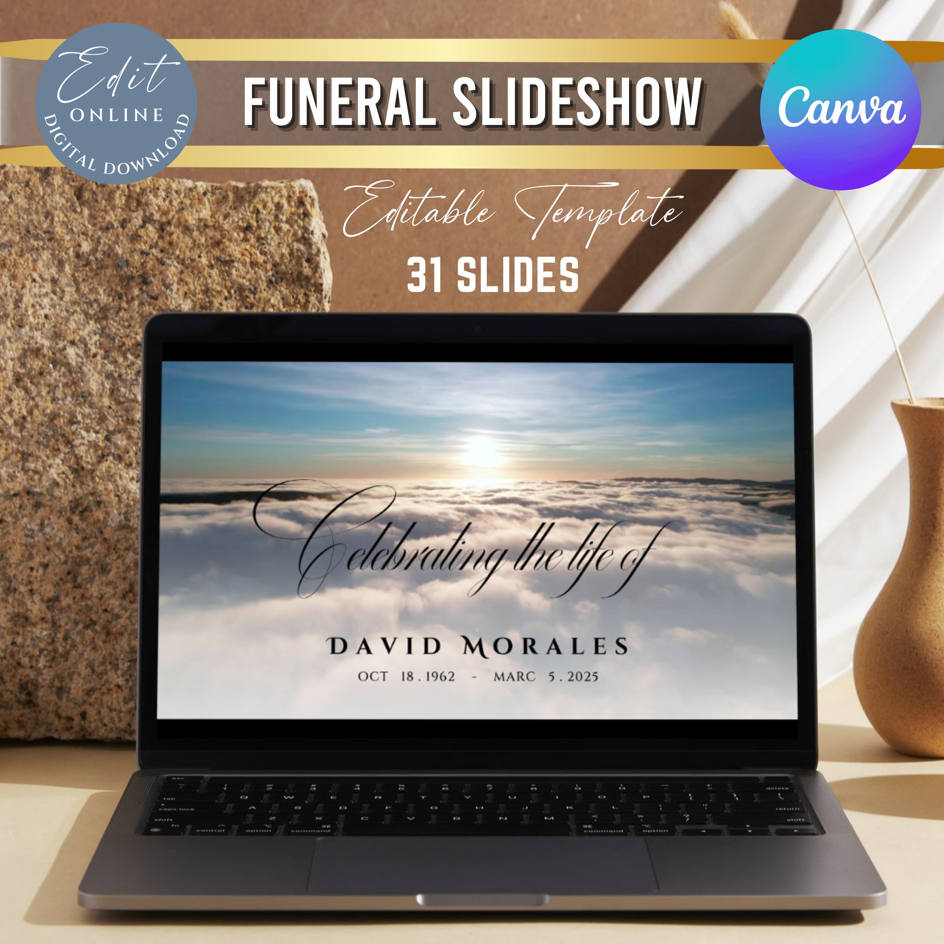 Heaven Sky Funeral Slideshow Template, Memorial Video, Celebration of ...