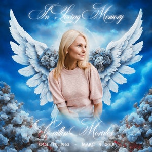 Blue Angel Wings, in Loving Memory PNG, Memorial Background EDITABLE ...