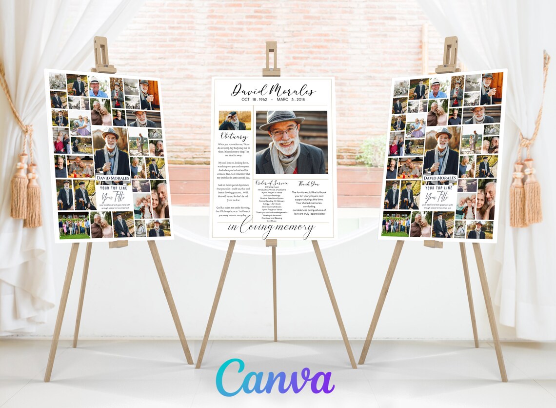 Funeral Set Collage Poster Templates Obituary Funeral Welcome - Etsy