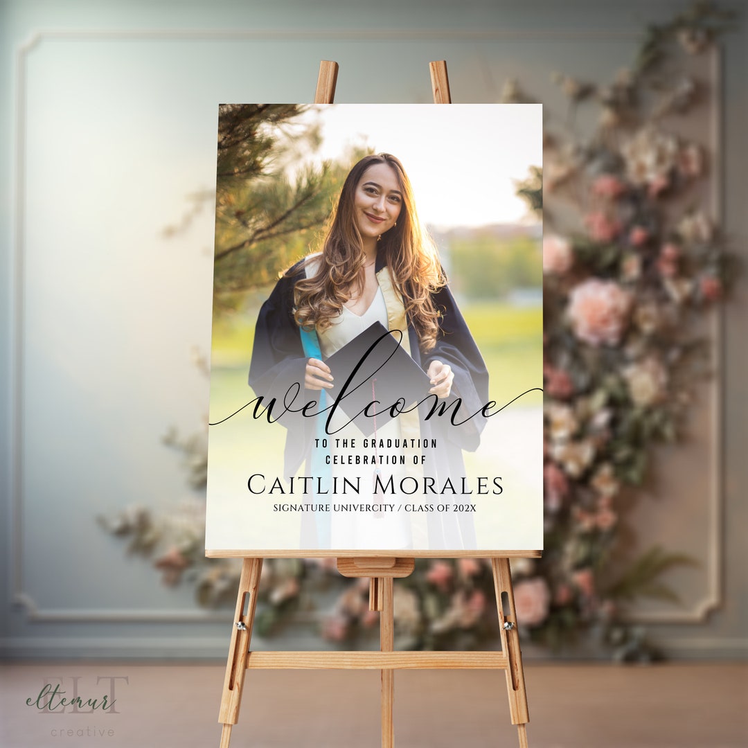 Editable Modern Graduation Welcome Poster Template - Single Photo, 8 ...