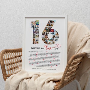 16 Reasons We Love You Poster With Collage Template, Printable 16th ...