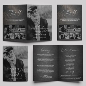 Funeral Program Template, Black and White Funeral Memorial Program ...
