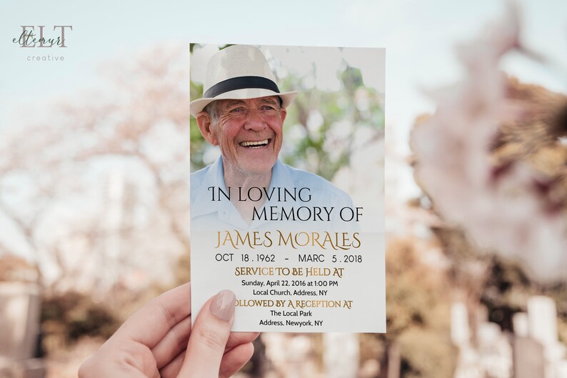 Funeral Invitation Card Template Large Photo Celebration of - Etsy