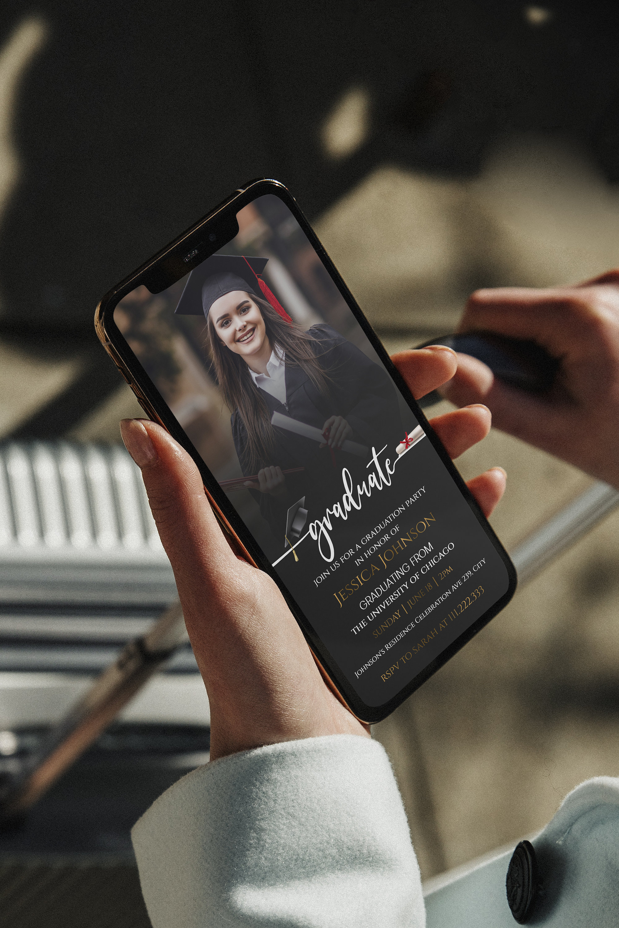 Grad Party Evite With Photo, Modern Graduation Evite, Editable Text ...