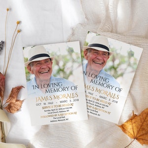 Funeral Invitation Card Template, Large Photo Celebration of Life ...