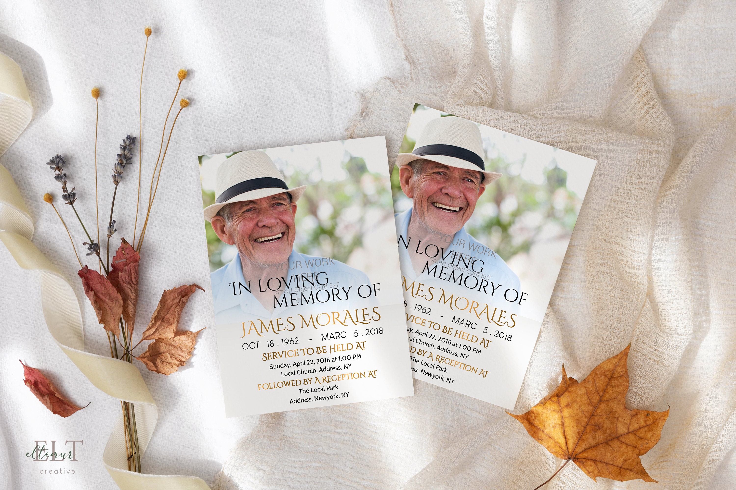 Funeral Invitation Card Template, Large Photo Celebration of Life ...
