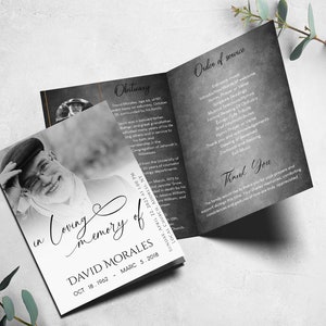 Black and White Funeral Program Template, Funeral Memorial Program ...