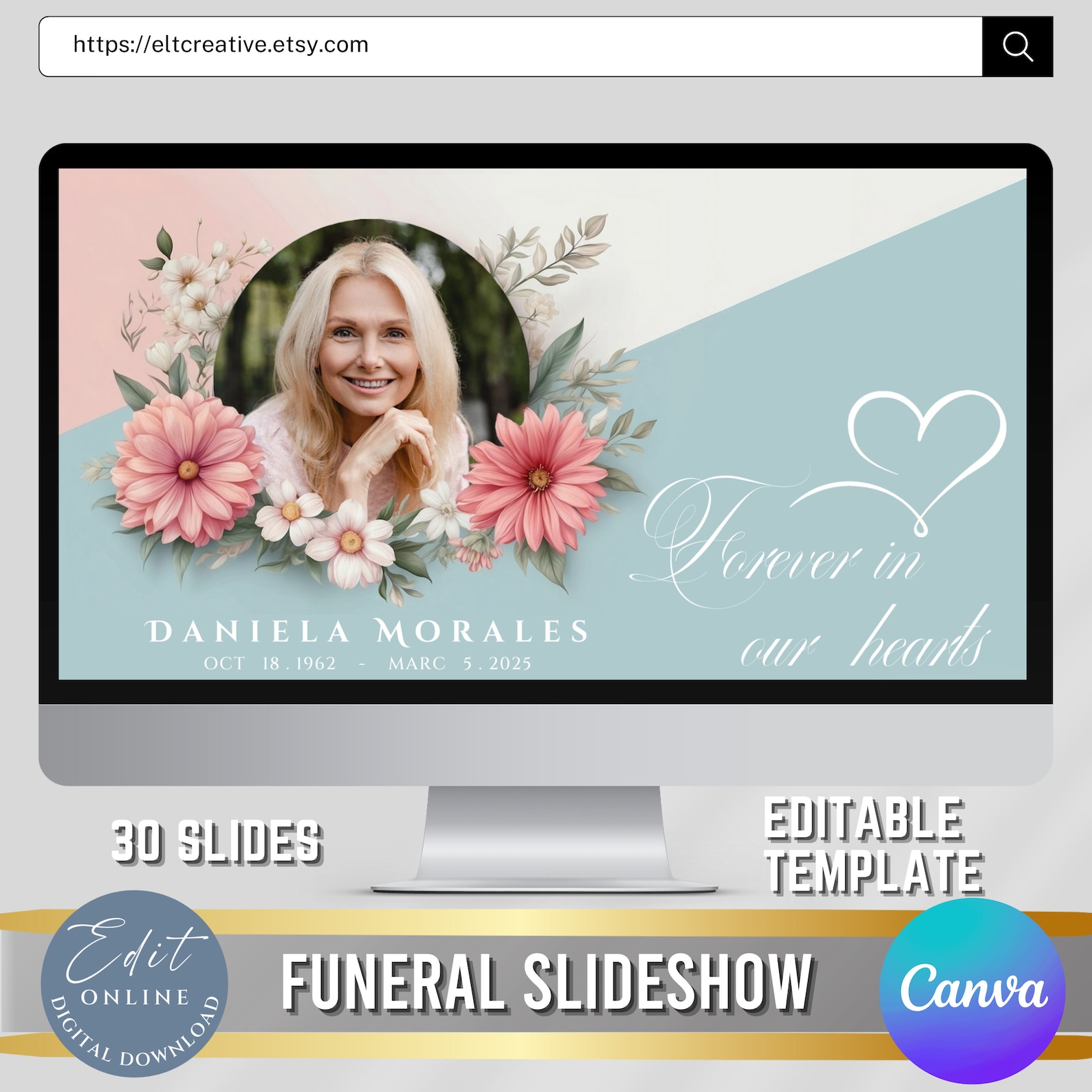 Memorial Slideshow Template: Celebration of Life Presentation (canva ...