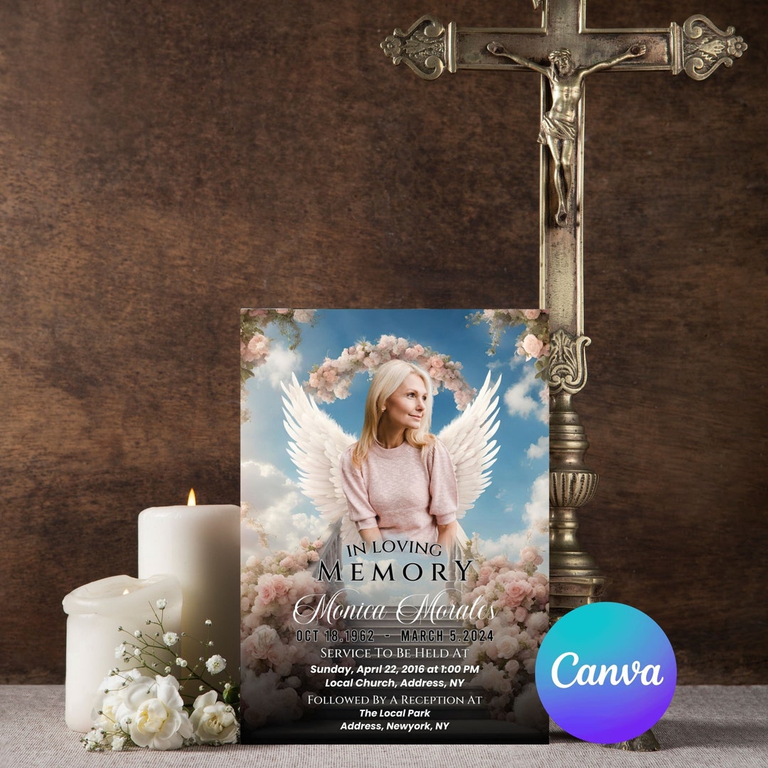 Heaven Funeral Invitation Card Template, in Loving Memory , Memorial ...