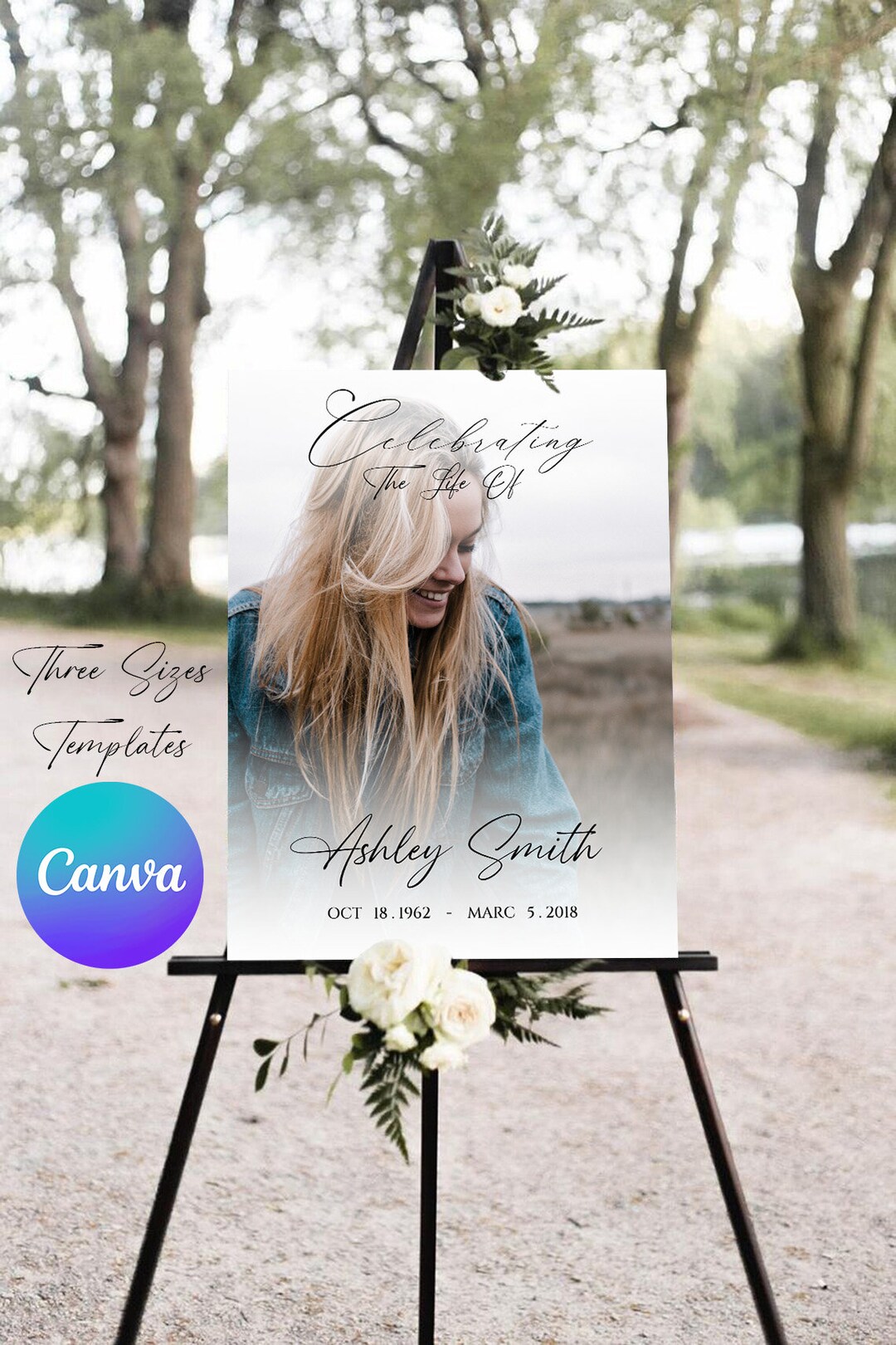 Funeral Welcome Sign, White Gradient, Simple Photo ,modern Funeral ...
