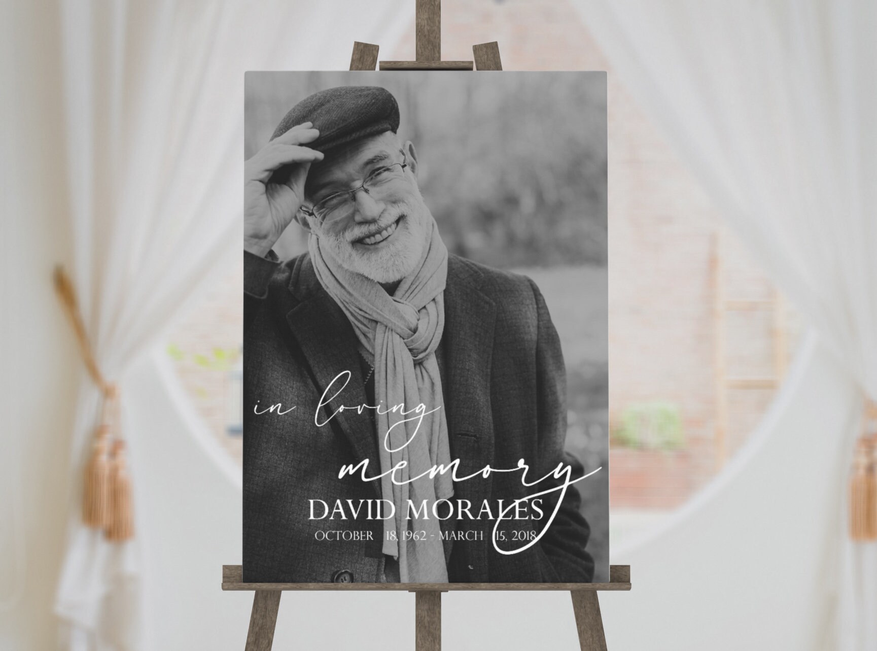 Black White Funeral Sign Simple Memorial Sign Modern Funeral Photo ...