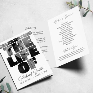 Foldable Funeral Program Template With Text and Photos on the Front ...