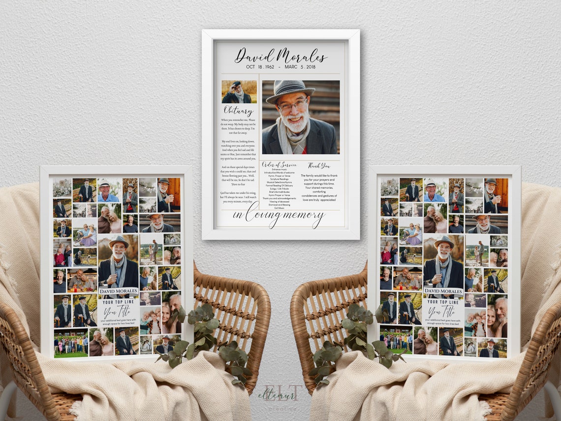 Funeral Set Collage Poster Templates, Obituary Funeral Welcome Sign ...