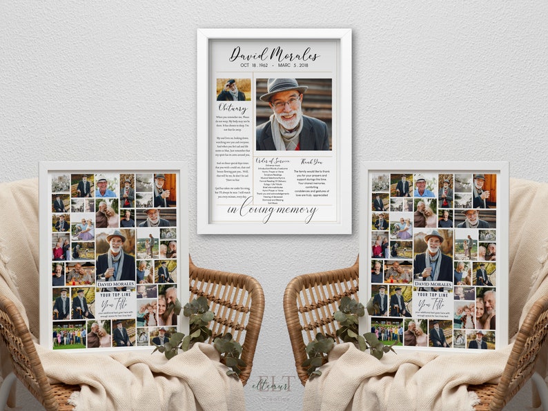 Funeral Set Collage Poster Templates, Obituary Funeral Welcome Sign ...