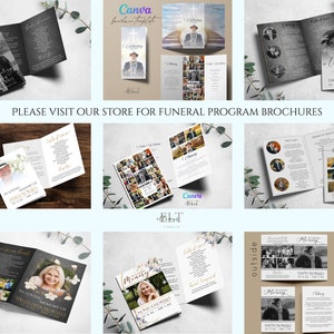 Bi Fold Greenery Funeral Thank You Program Template, Editable Memorial ...