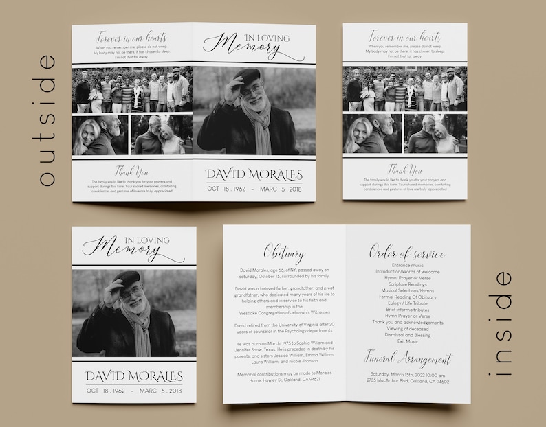 Funeral Obituary Program Template , Black and White Celebration of Life ...
