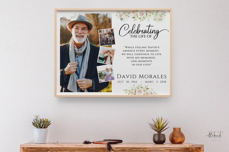 Funeral Photo Collage Template for 4 Photos, Funeral Photos Poster ...