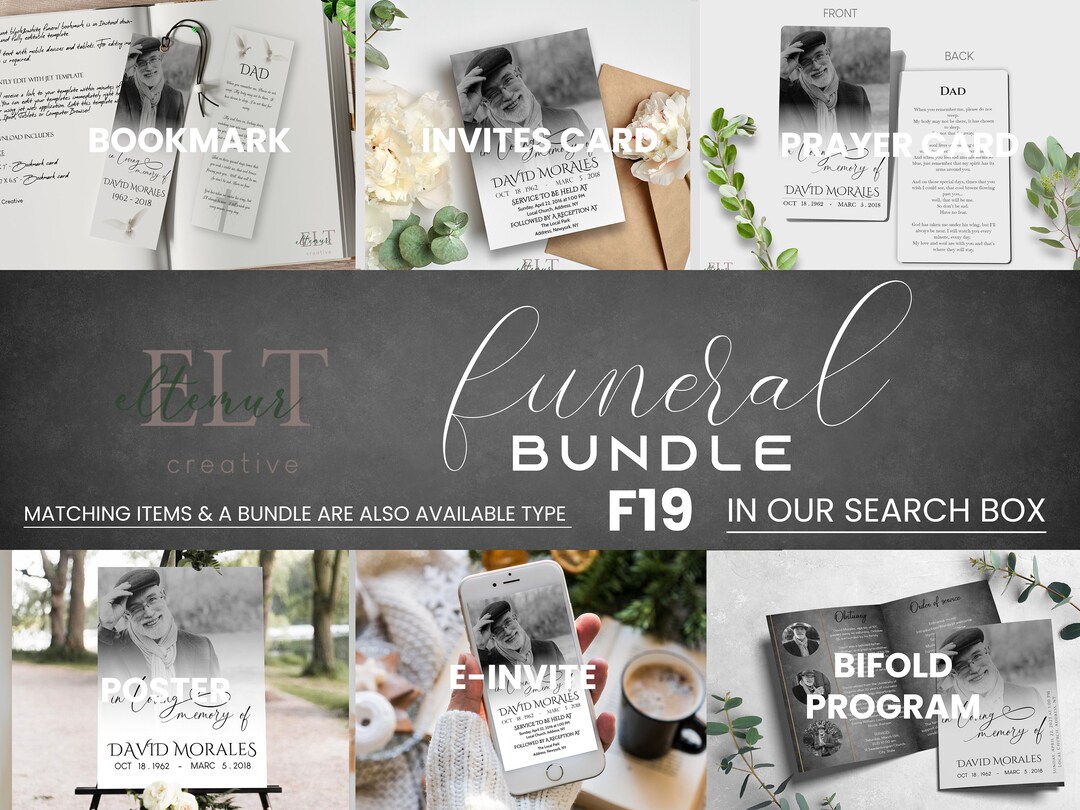 Black & White Funeral Bundle Template, Celebration of Life Funeral ...