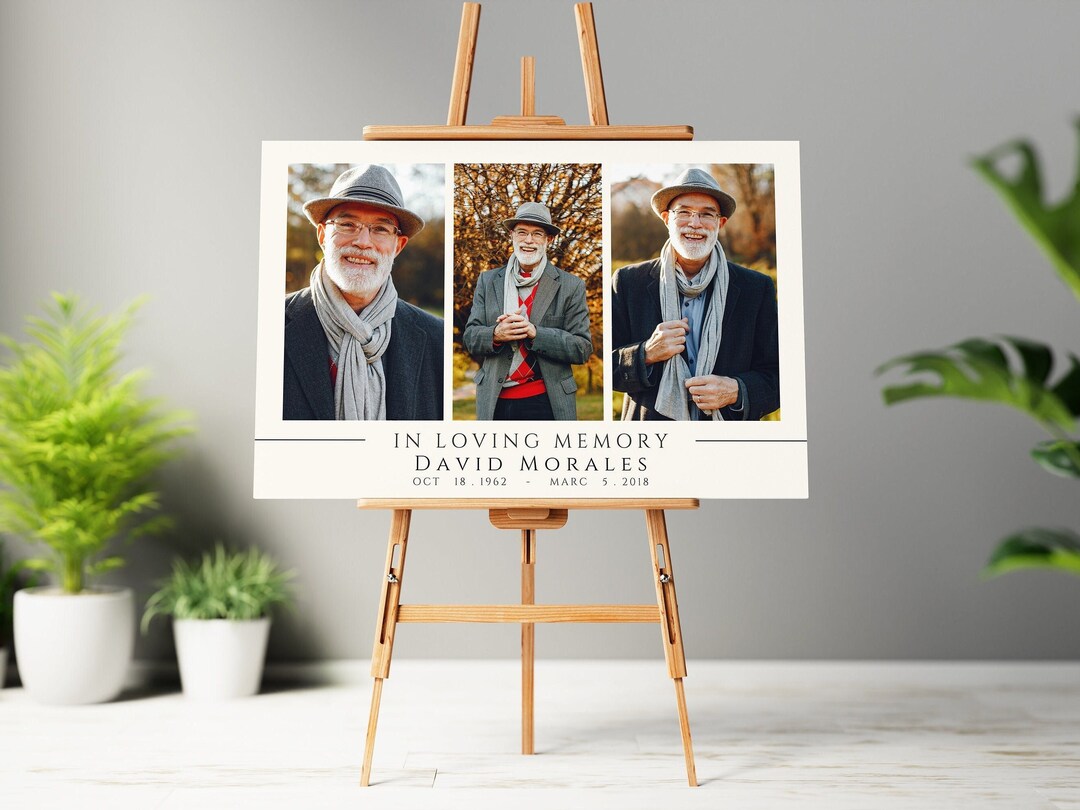 Funeral Photo Collage Template for 3 Photos, Funeral Photos Poster ...