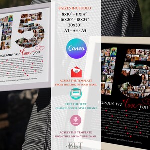 15 Reasons We Love You Poster With Collage Template, Printable 15th ...