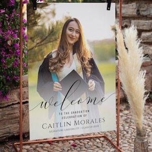 Editable Modern Graduation Welcome Poster Template - Single Photo, 8 ...