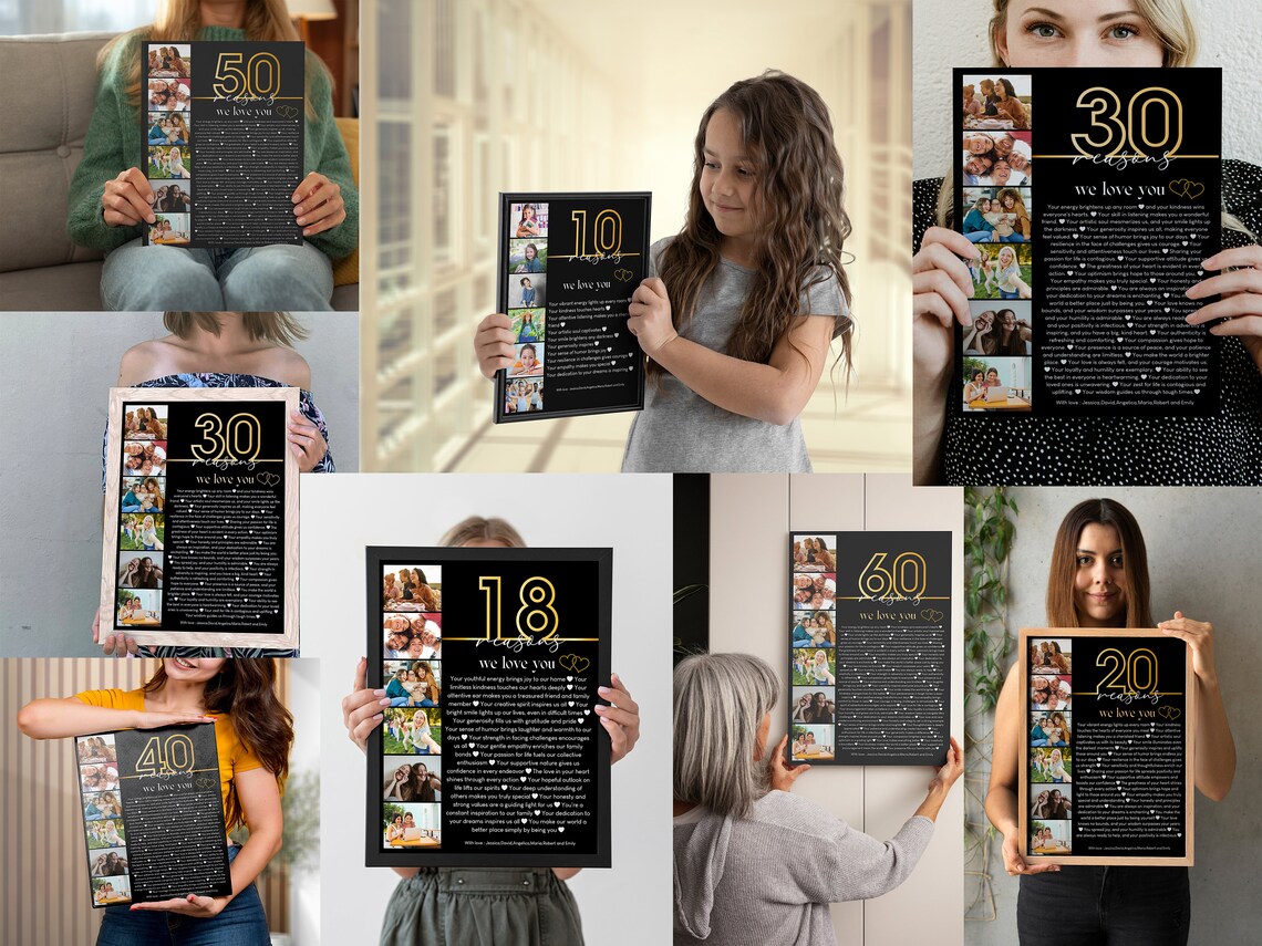 40th Birthday Photo Poster: 40 Reasons We Love You (CANVA Template) - Etsy