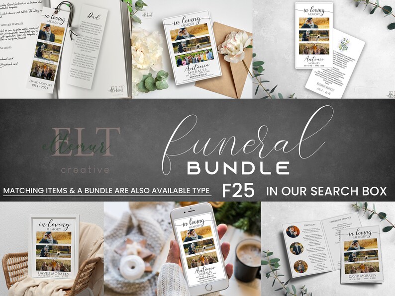 Funeral Memorial Program Template, Collage Funeral Program,minimal ...