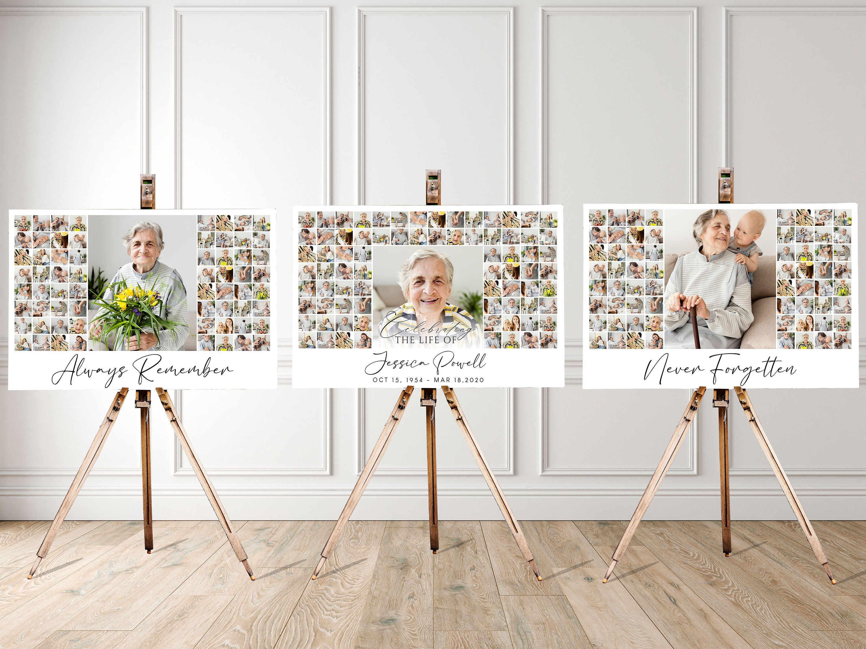 SET Funeral Photo Collage Template, Funeral Welcome Sign Poster ...