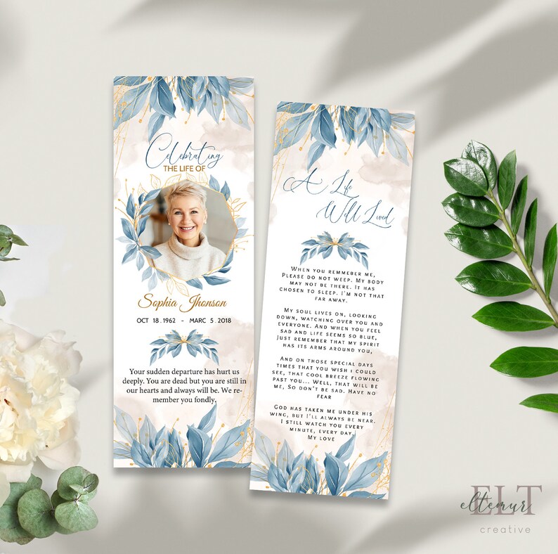 Modèle de signet funéraire moderne pour hommes et femmes - Etsy Canada