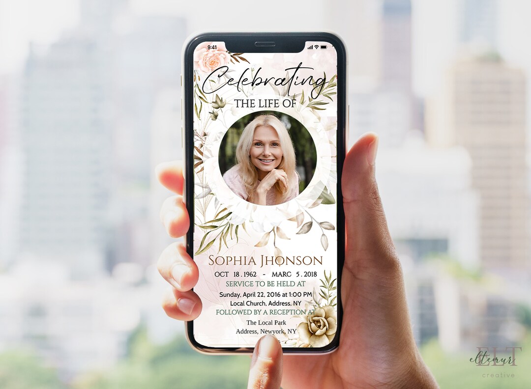 Funeral Evite, Floral Funeral Electronic Funeral Announcement ...