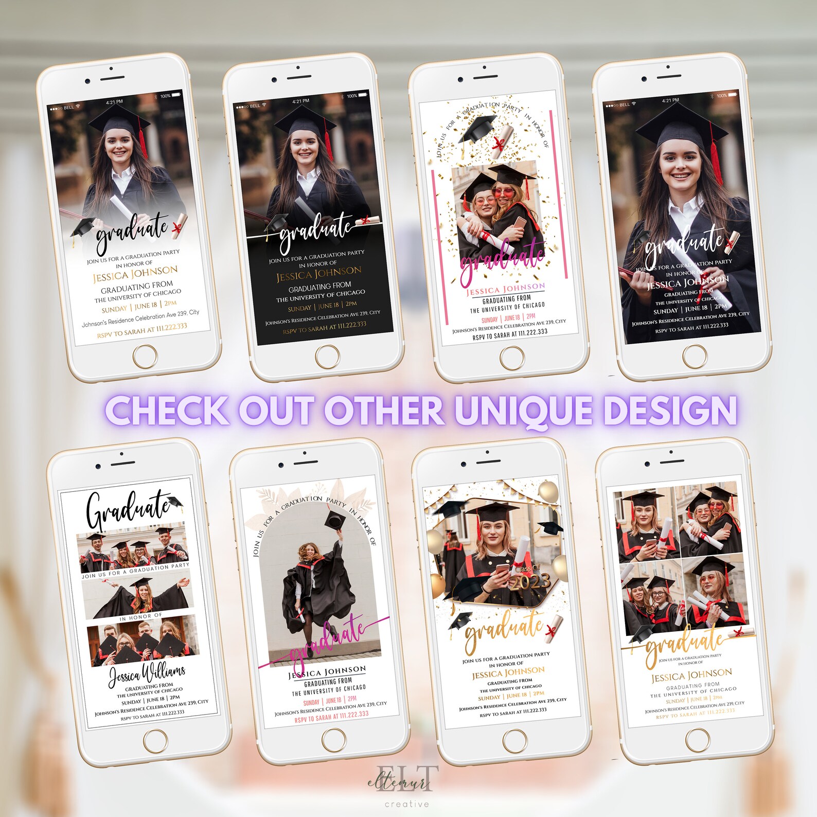 Electronic Photo Invitation Graduation Party Editable Template College ...