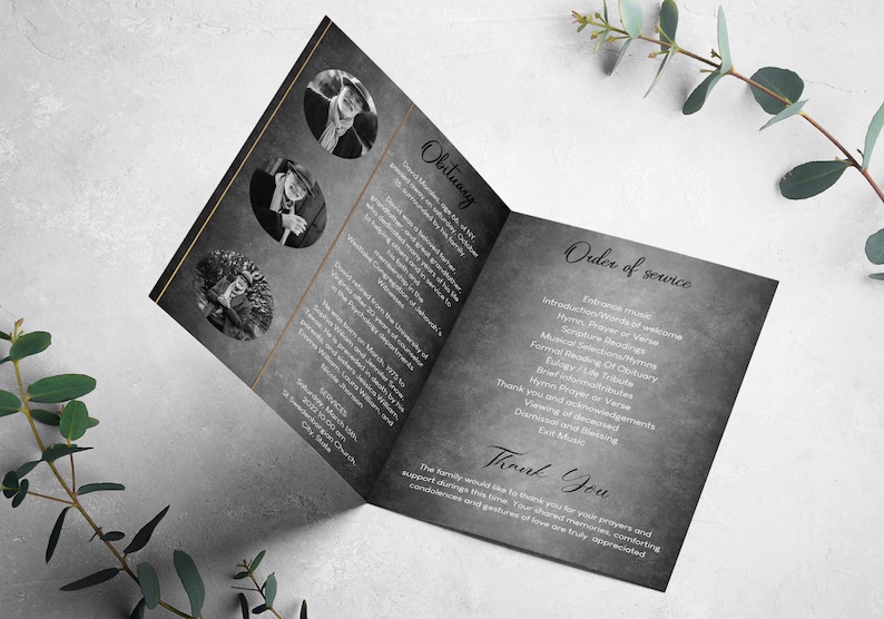 Black and White Funeral Program Template, Funeral Memorial Program ...