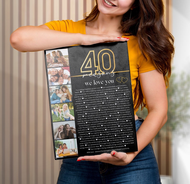 40th Birthday Photo Poster: 40 Reasons We Love You (CANVA Template) - Etsy