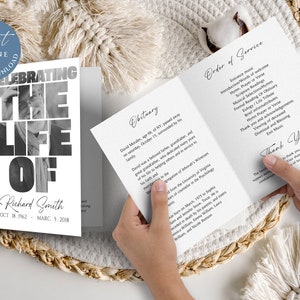 Foldable Funeral Program Template With Text and Photos on the Front ...