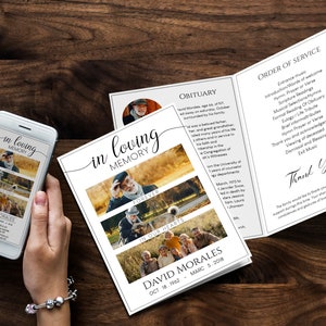 Funeral Memorial Program Template, Collage Funeral Program,minimal ...