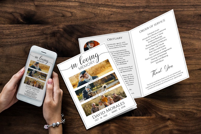 Funeral Memorial Program Template Collage Funeral - Etsy