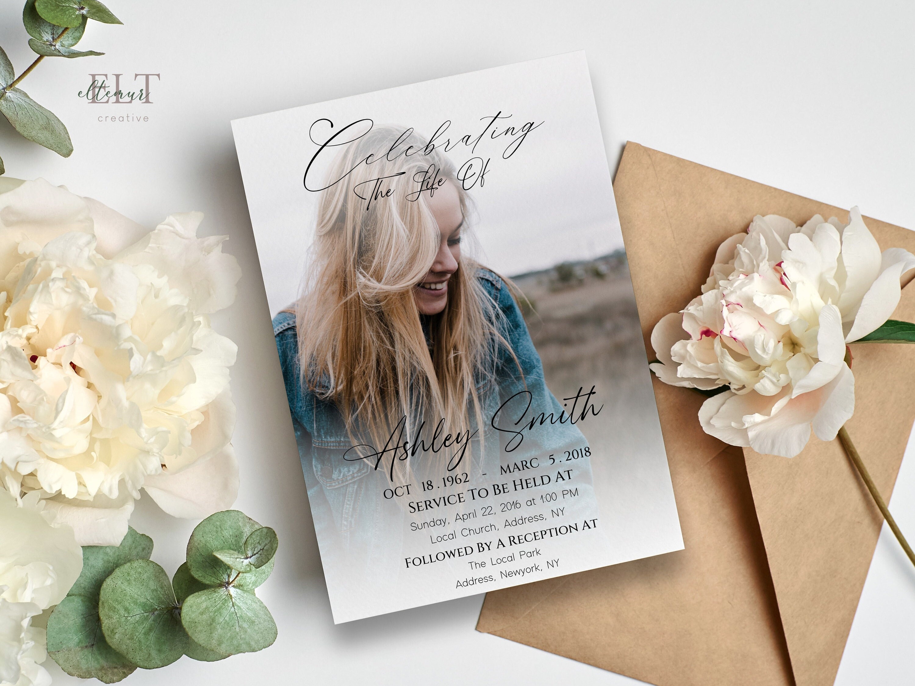 Funeral Invitation Templatesimple Photo Celebration of Life - Etsy