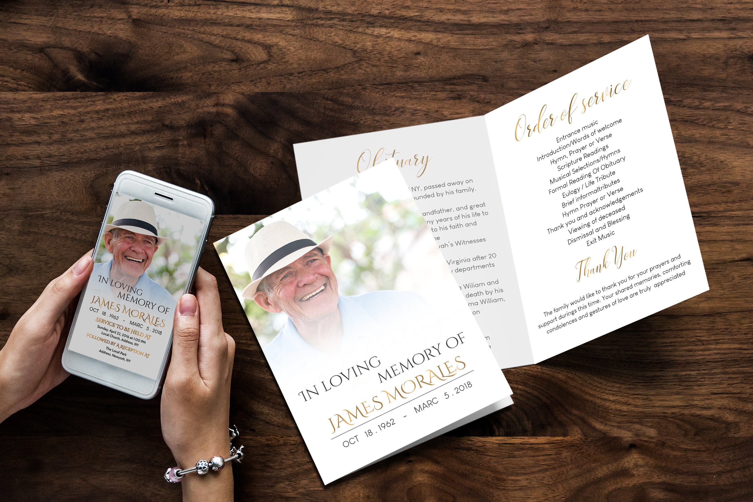 Funeral Program Template With Large Photo, Funeral Memorial Program ...