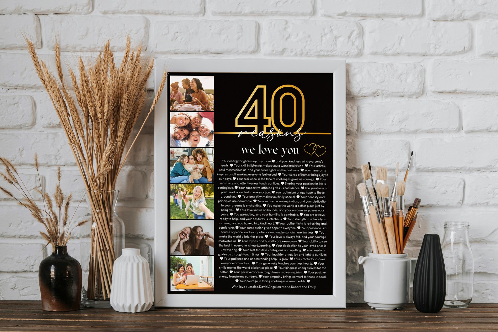 40th Birthday Photo Poster: 40 Reasons We Love You (CANVA Template) - Etsy