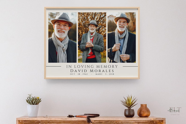 Funeral Photo Collage Template for 3 Photos, Funeral Photos Poster ...