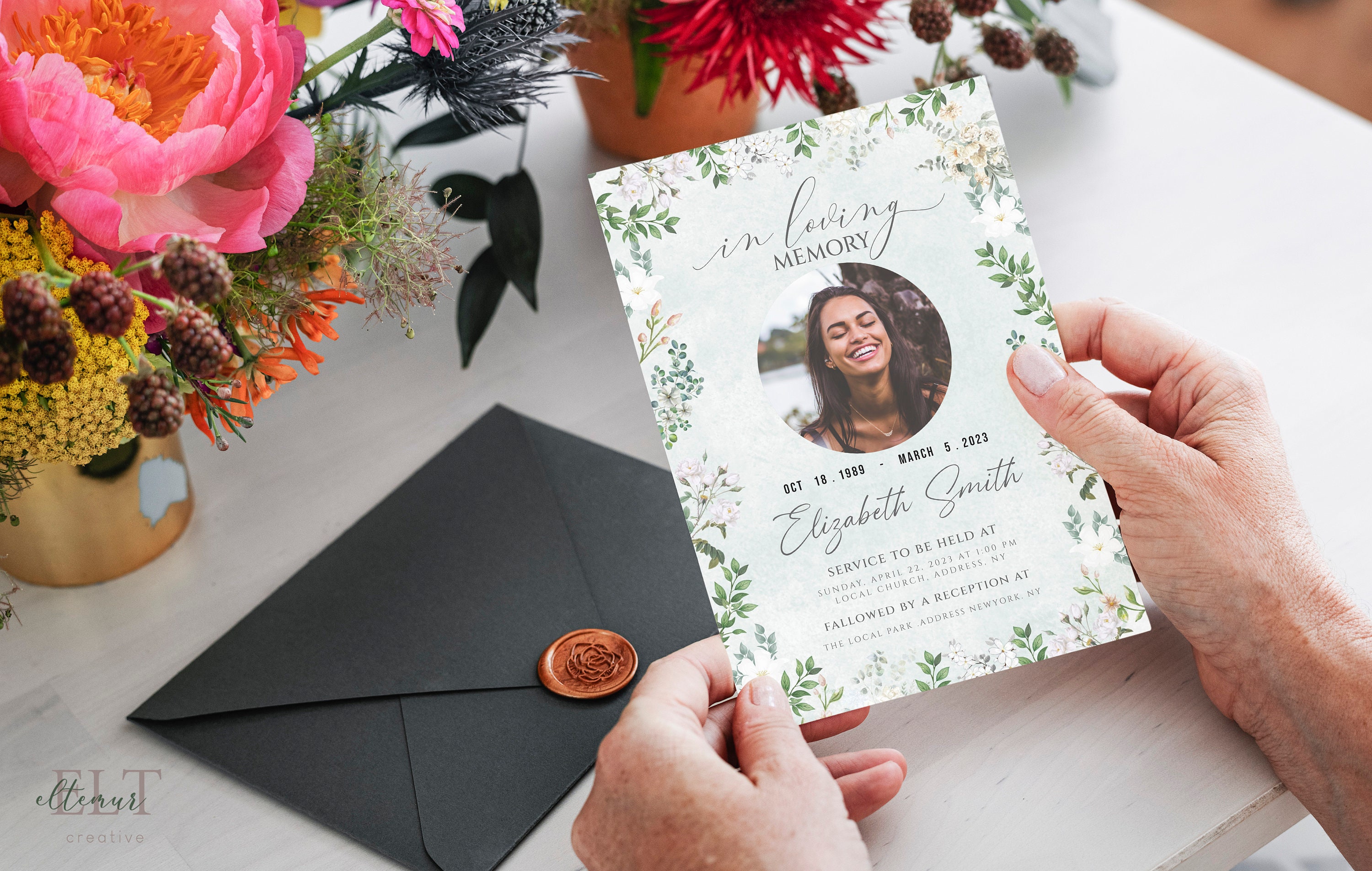 Editable Funeral Invitation Floral Invitation Template - Etsy