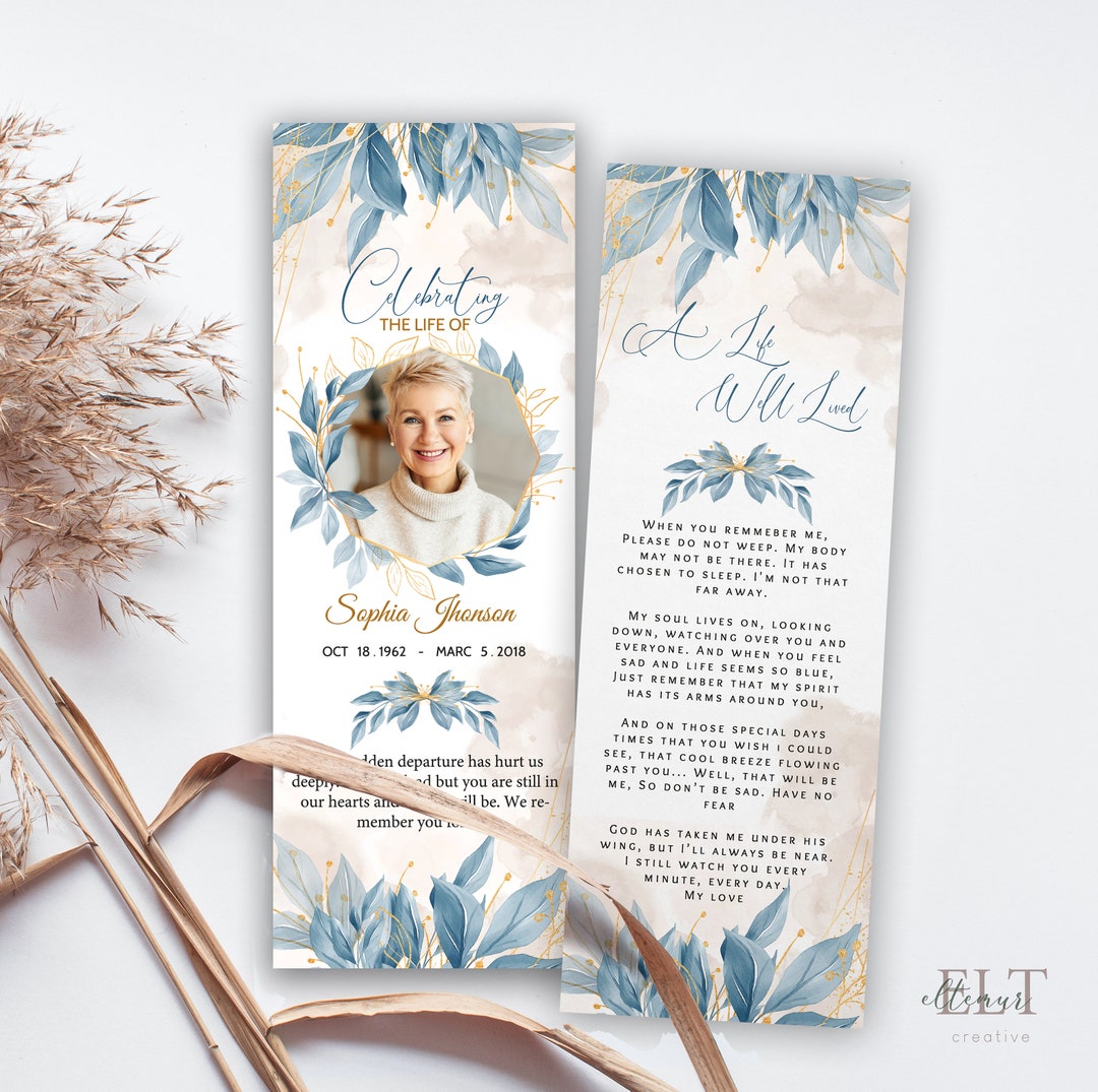 Modèle de signet funéraire moderne pour hommes et femmes feuilles de ...