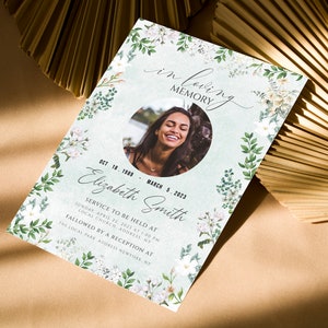 Editable Funeral Invitation, Floral Invitation Template, Celebration of ...