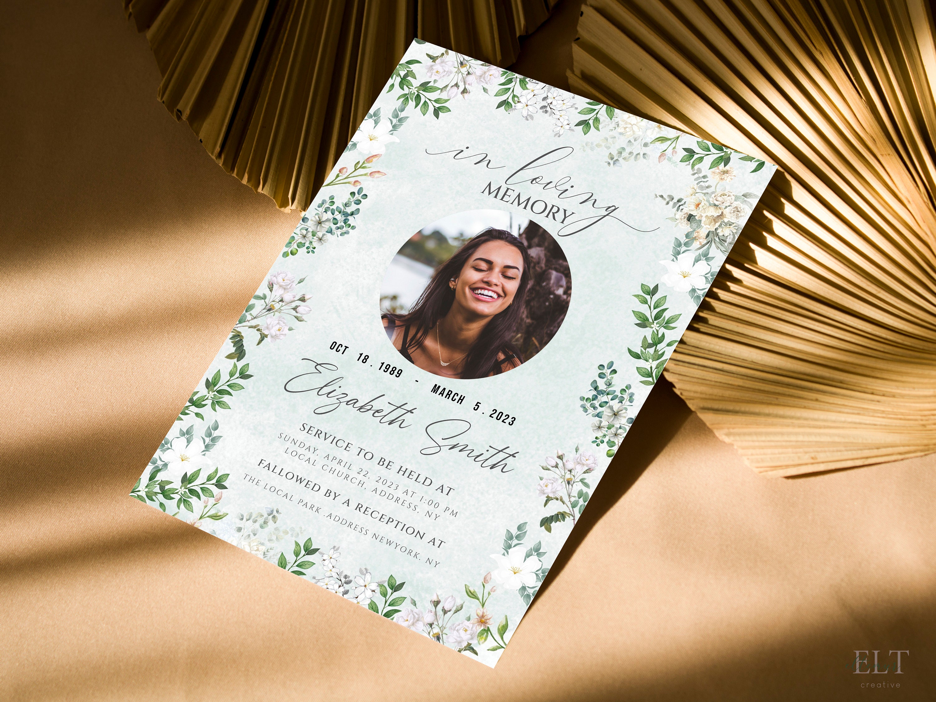Editable Funeral Invitation Floral Invitation Template - Etsy